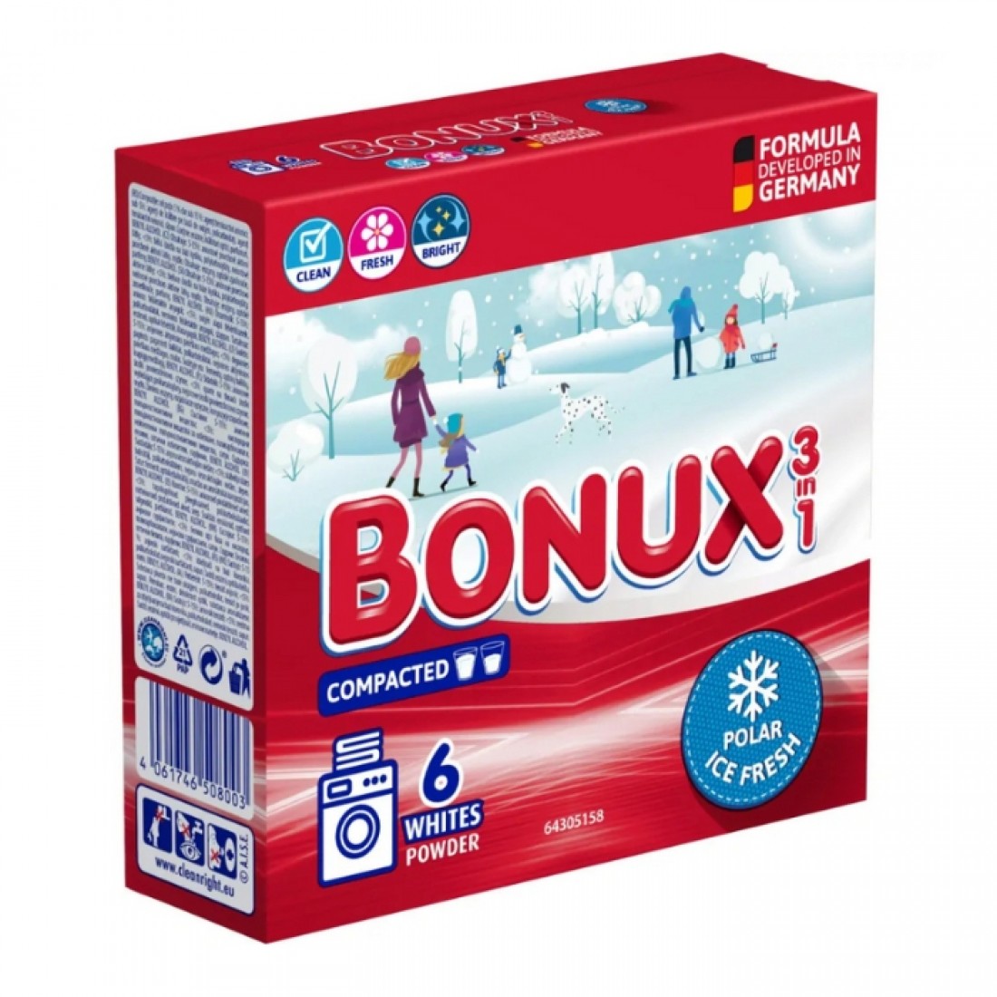 Veļas pulveris BONUX BOX 390g, Ice fresh, - baltai veļai